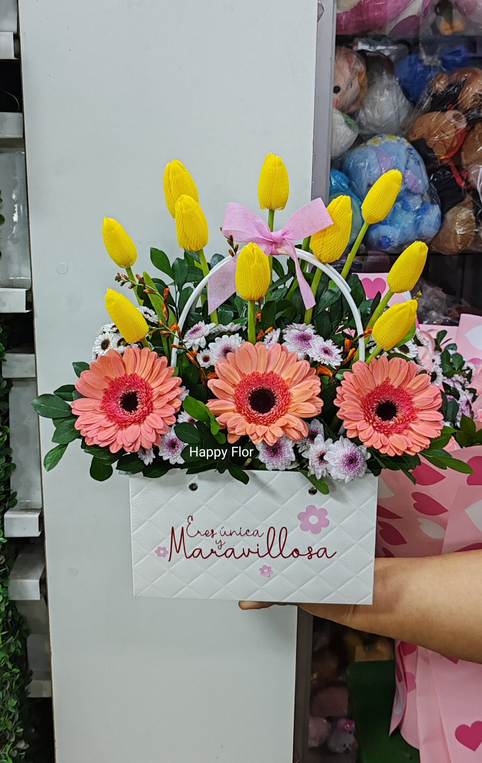 Cartera Floral con 10 Tulipanes - Happyflor